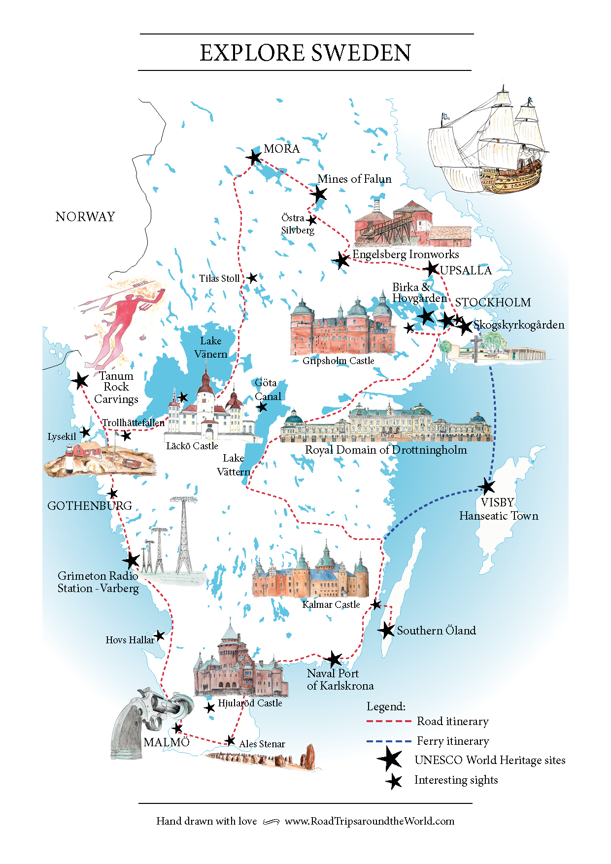 New Road Trip map: Destination Sweden! | Beautiful Things